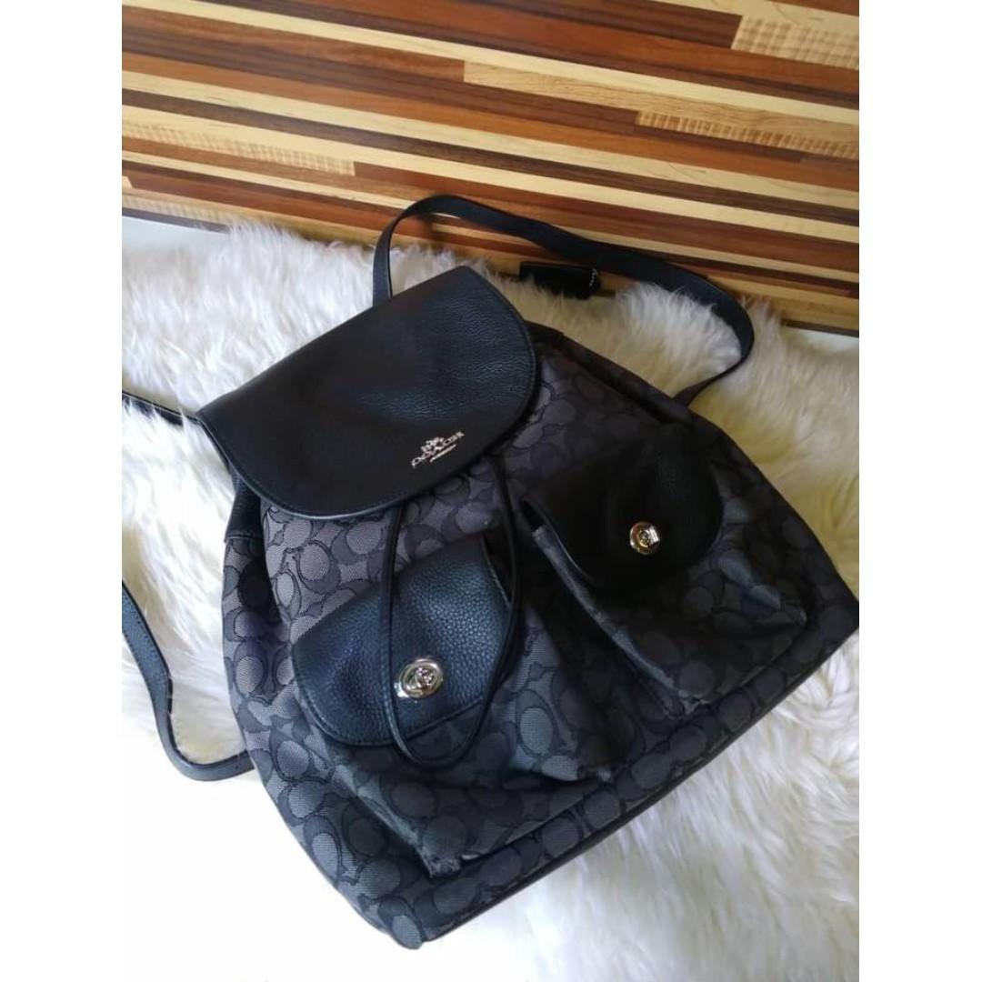 Authentic Coach Billie Backpack In Outline Signature F54795 - Black ...