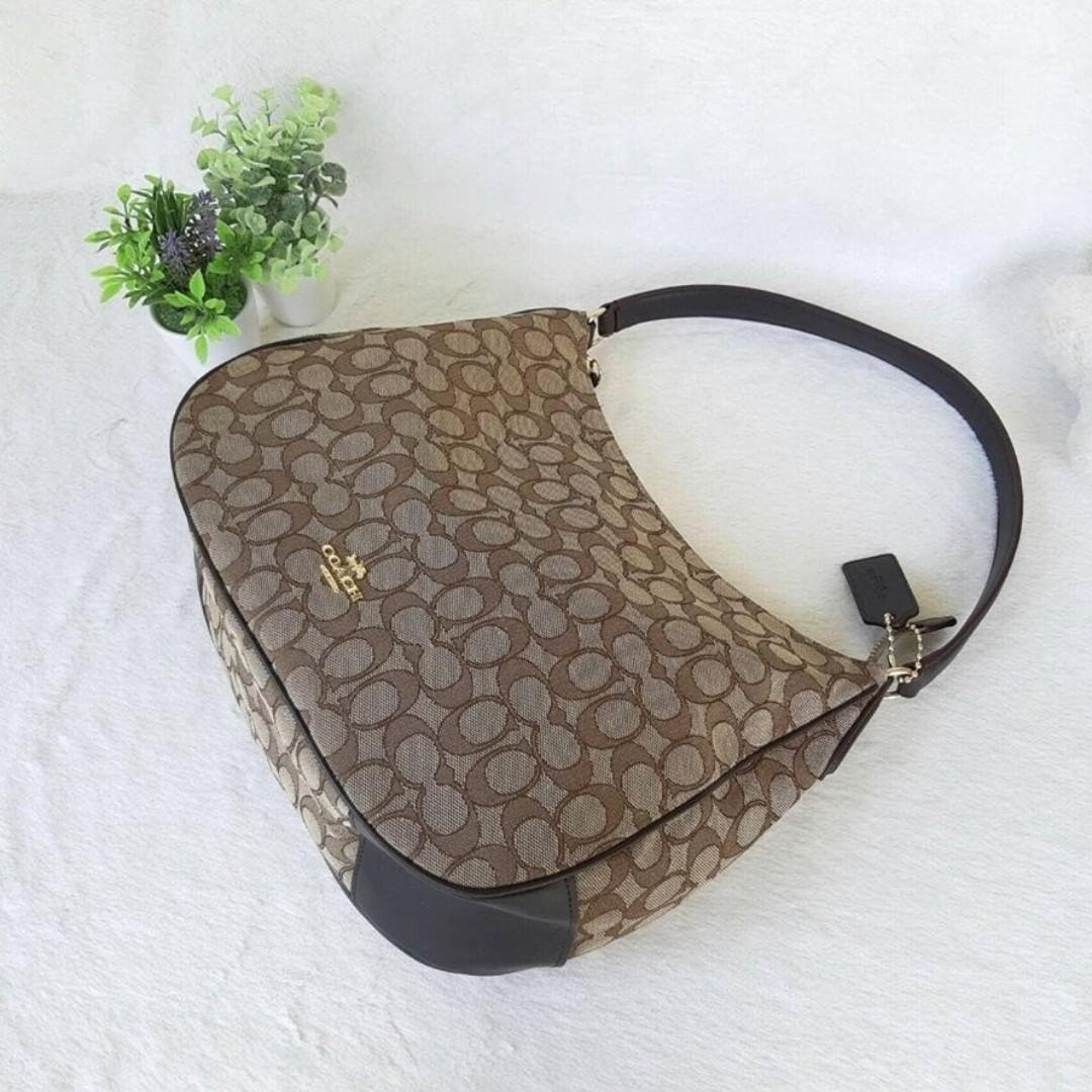 Authentic Coach Zip Shoulder Bag In Signature Jacquard F29959 - Khaki ...