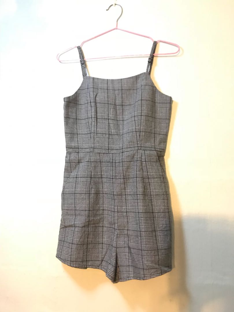 Checkered Romper, Women's Fashion, Dresses & Sets, Rompers on Carousell