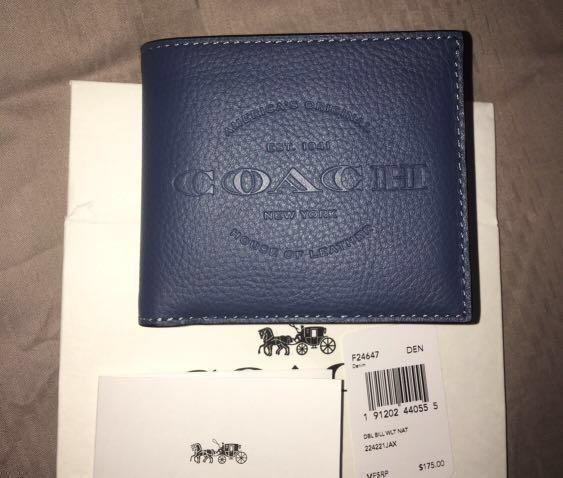 Coach Men House of Leather 1941 Demin Color Double Billfold Wallet, Men ...