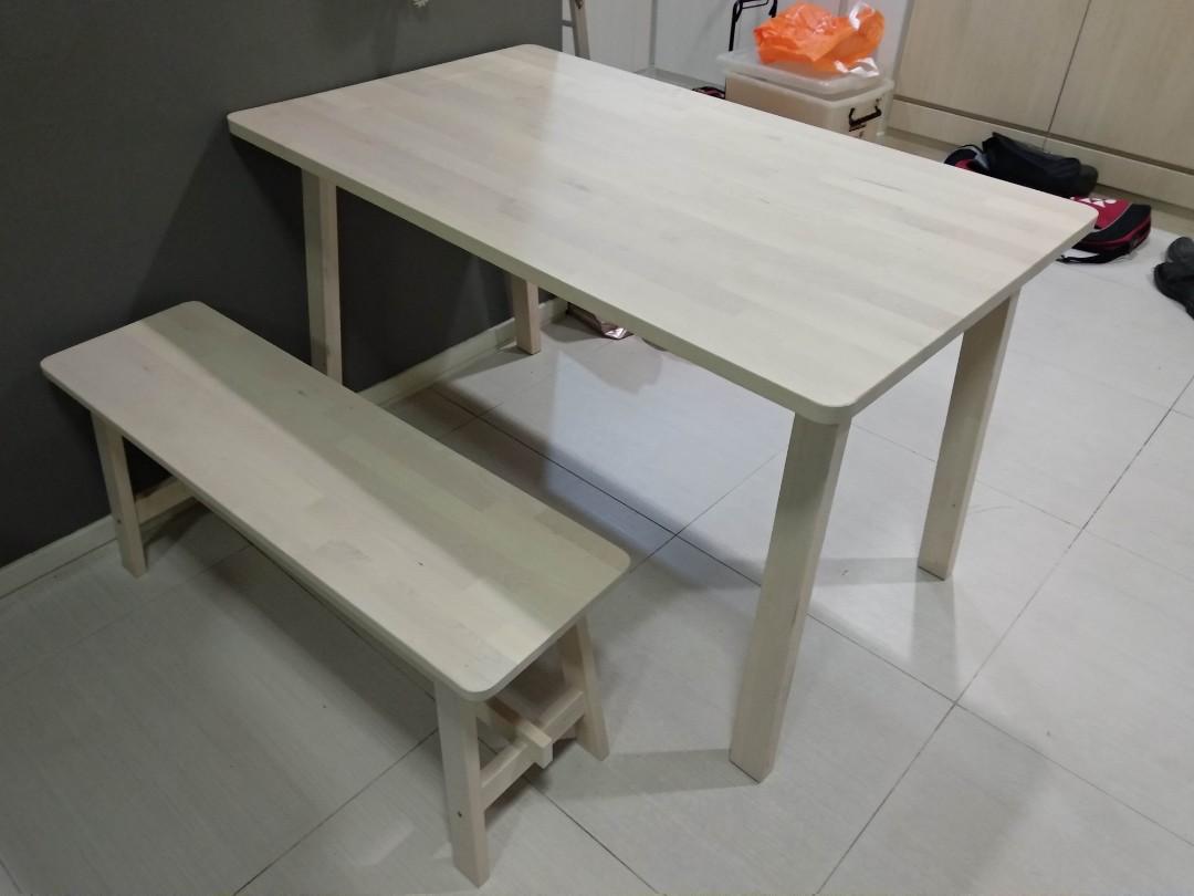 IKEA NORRAKER dining table and bench, Furniture & Home Living, Furniture, Tables & Sets on Carousell