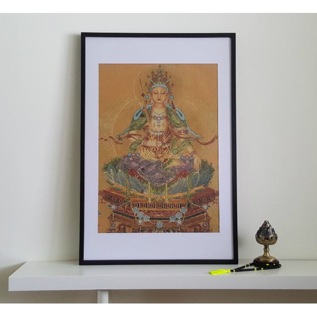 Large Framed Akasagarbha Bodhisattva Thangka, Hobbies & Toys ...