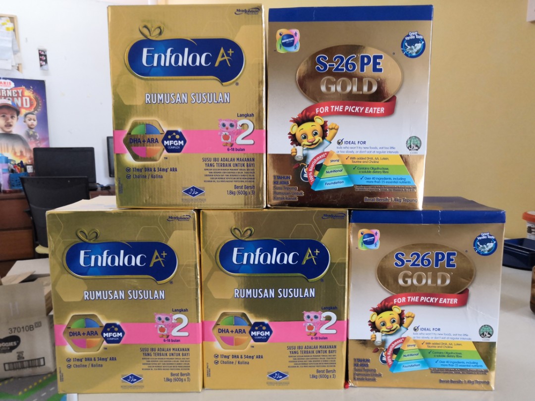 Milk Powder Susu Tepung Enfalac A+ 1.8kg, S26 PE Gold 1.4kg, Babies ...