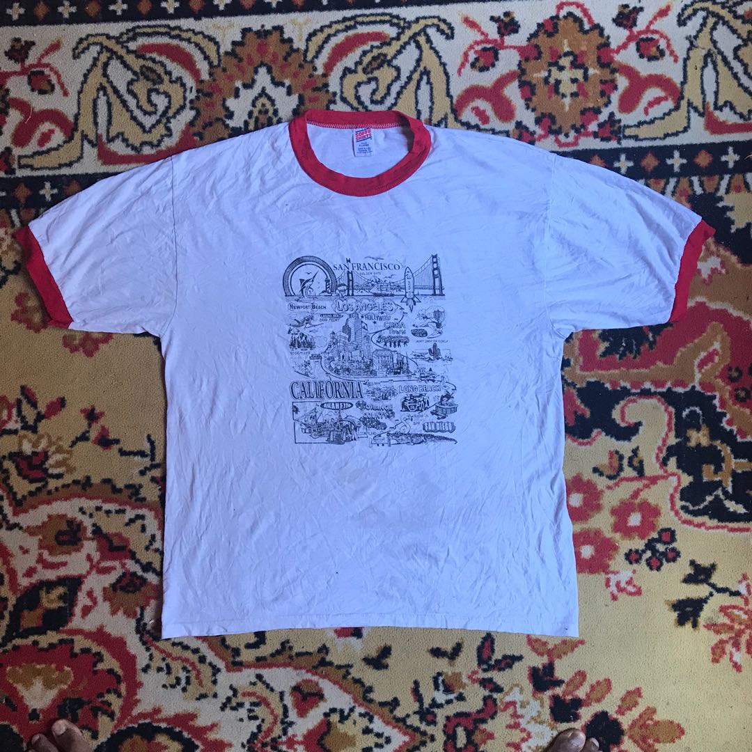 Vintage soffe shirts ringer merah kondisi terbaik, Men's Fashion, Tops ...