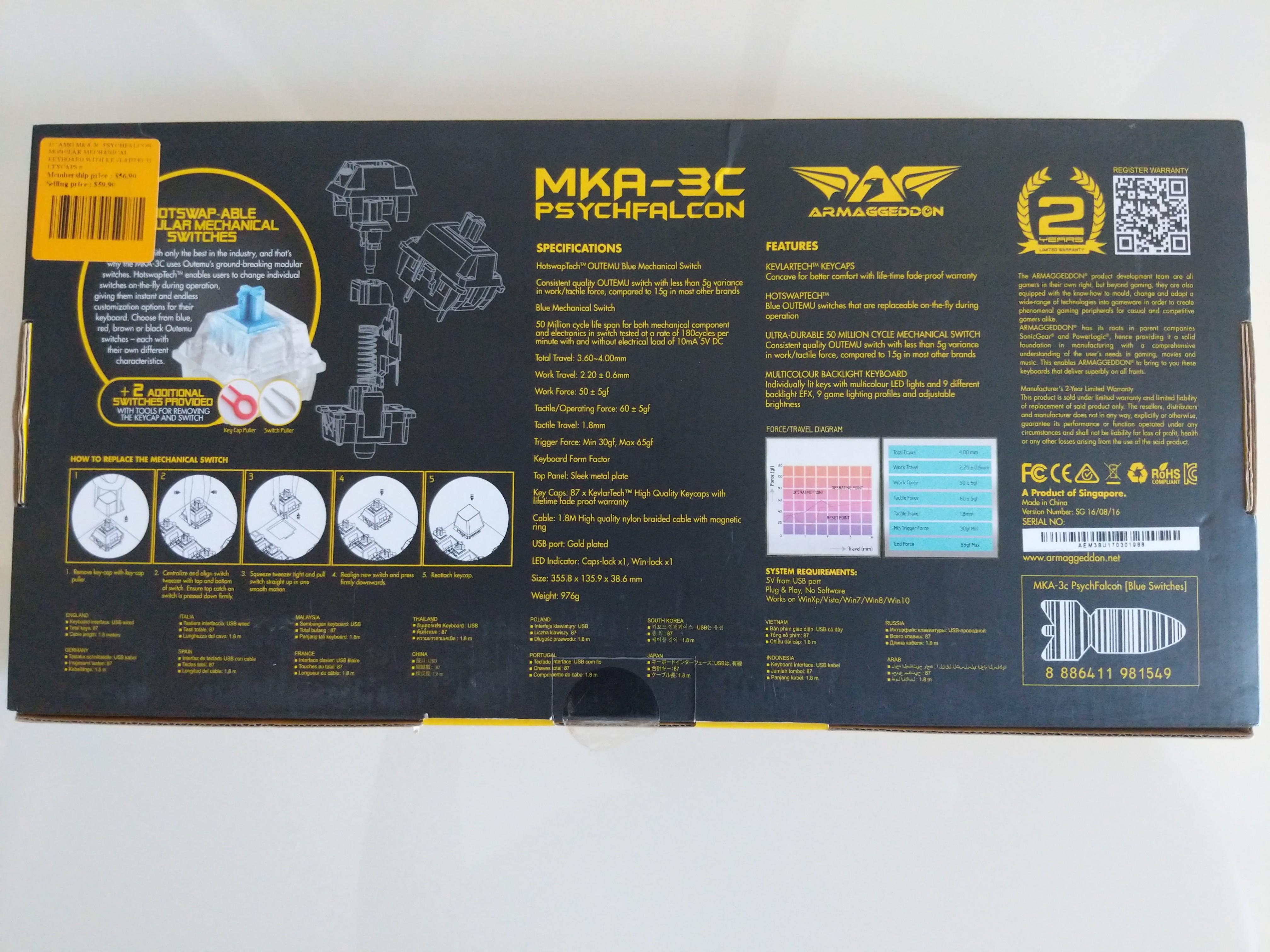 Armaggeddon MKA-3C mechanical keyboard blue switch, Electronics ...