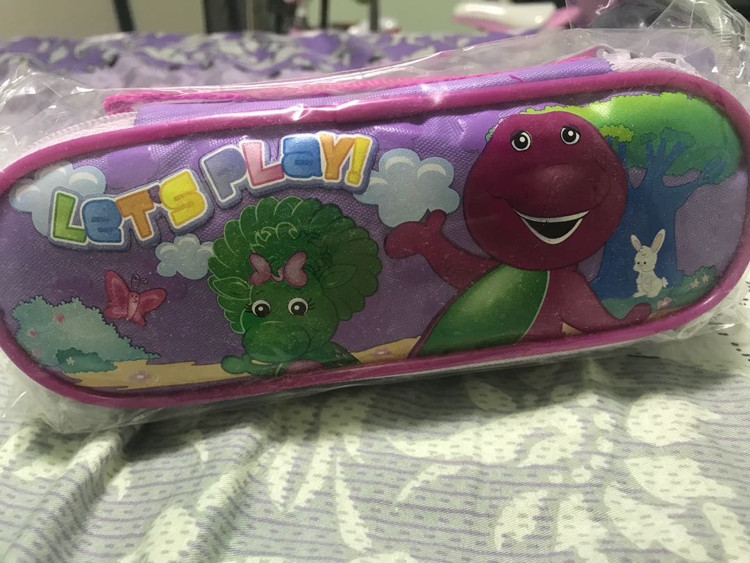 Authentic Barney pencil case from little big club, Hobbies & Toys ...