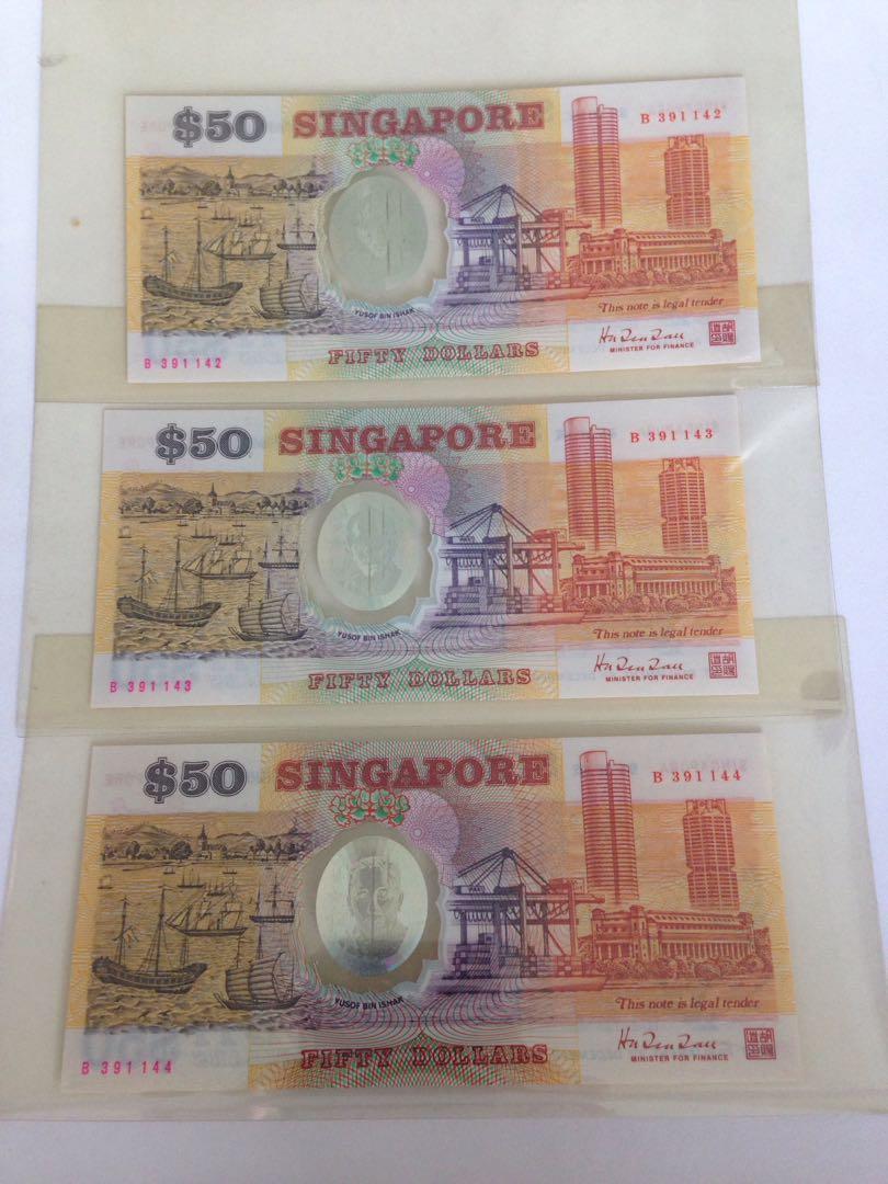 Banknote Singapore Polymer $50 x3 Running Series, Hobbies & Toys ...