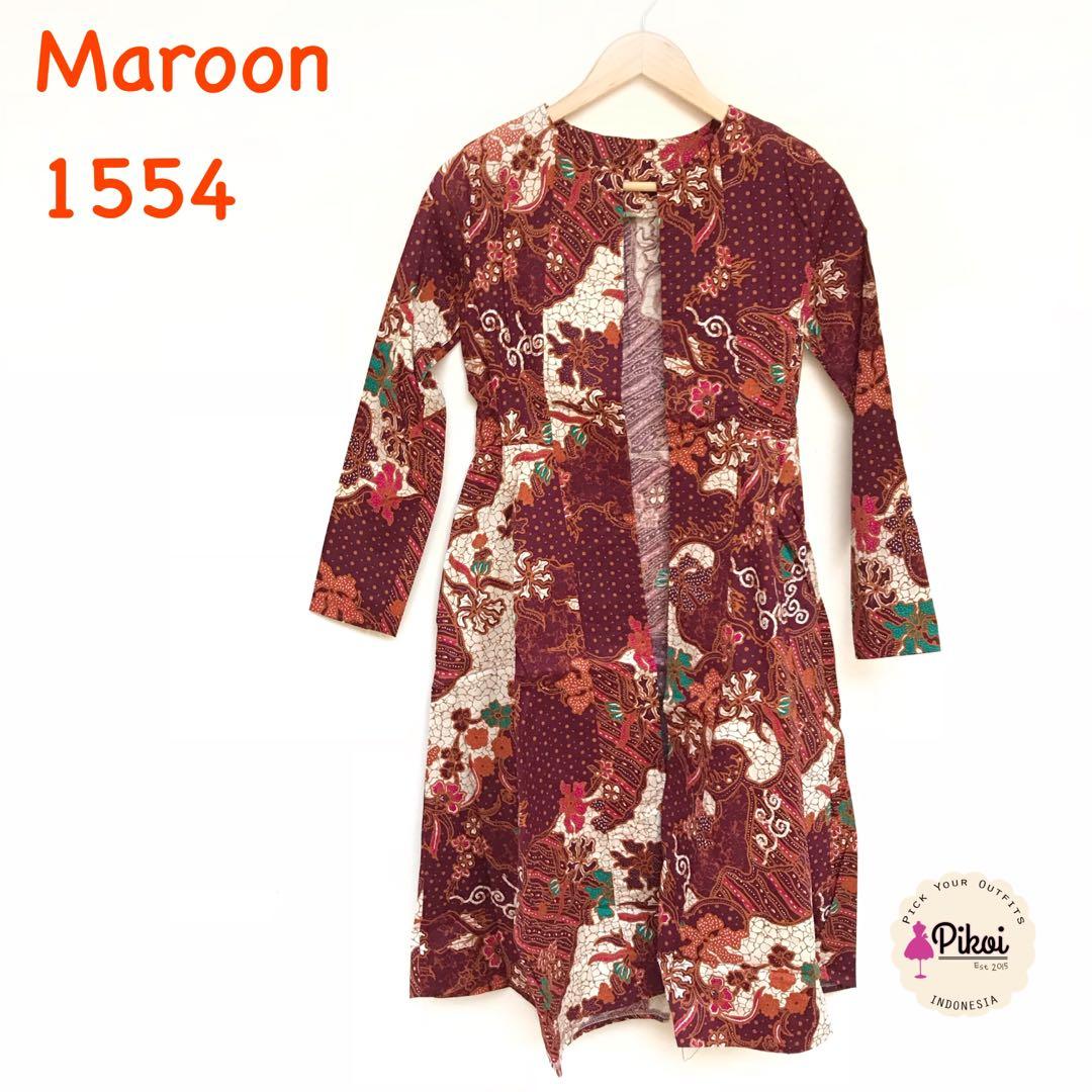 Blazer panjang batik modern / outer panjang batik wanita / cardigan ok / 1554, Olshop Fashion ...