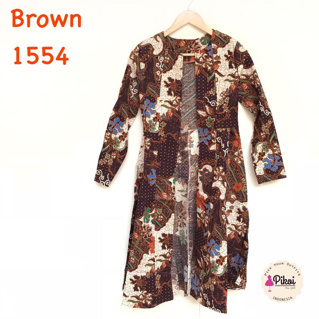 Blazer panjang batik modern / outer panjang batik wanita / cardigan ok / 1554, Olshop Fashion ...