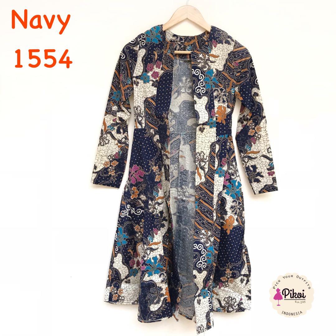 Blazer panjang batik modern / outer panjang batik wanita / cardigan ok / 1554, Olshop Fashion ...