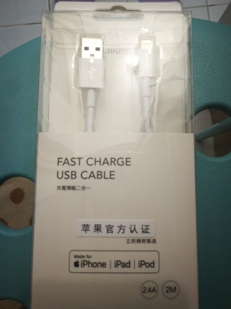 Miniso Fast Charge USB Cable for iPhone iPad iPod, Mobile Phones ...