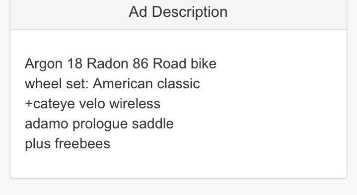 Argon 18 Radon 86 Road Bike, Sports Equipment, Bicycles & Parts ...