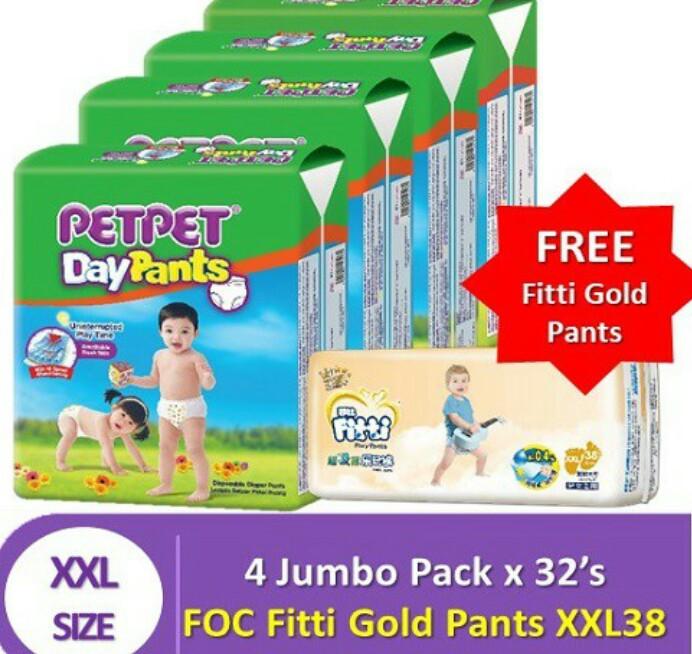 Petpet daypant jumbo pack (foc fitti gold), Babies & Kids, Bathing ...