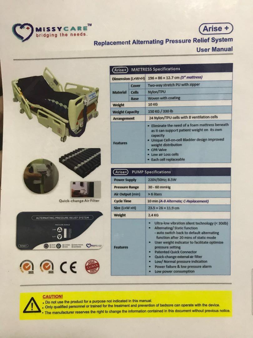 Alternating Pressure Relief Overlay Mattress , Health & Nutrition ...