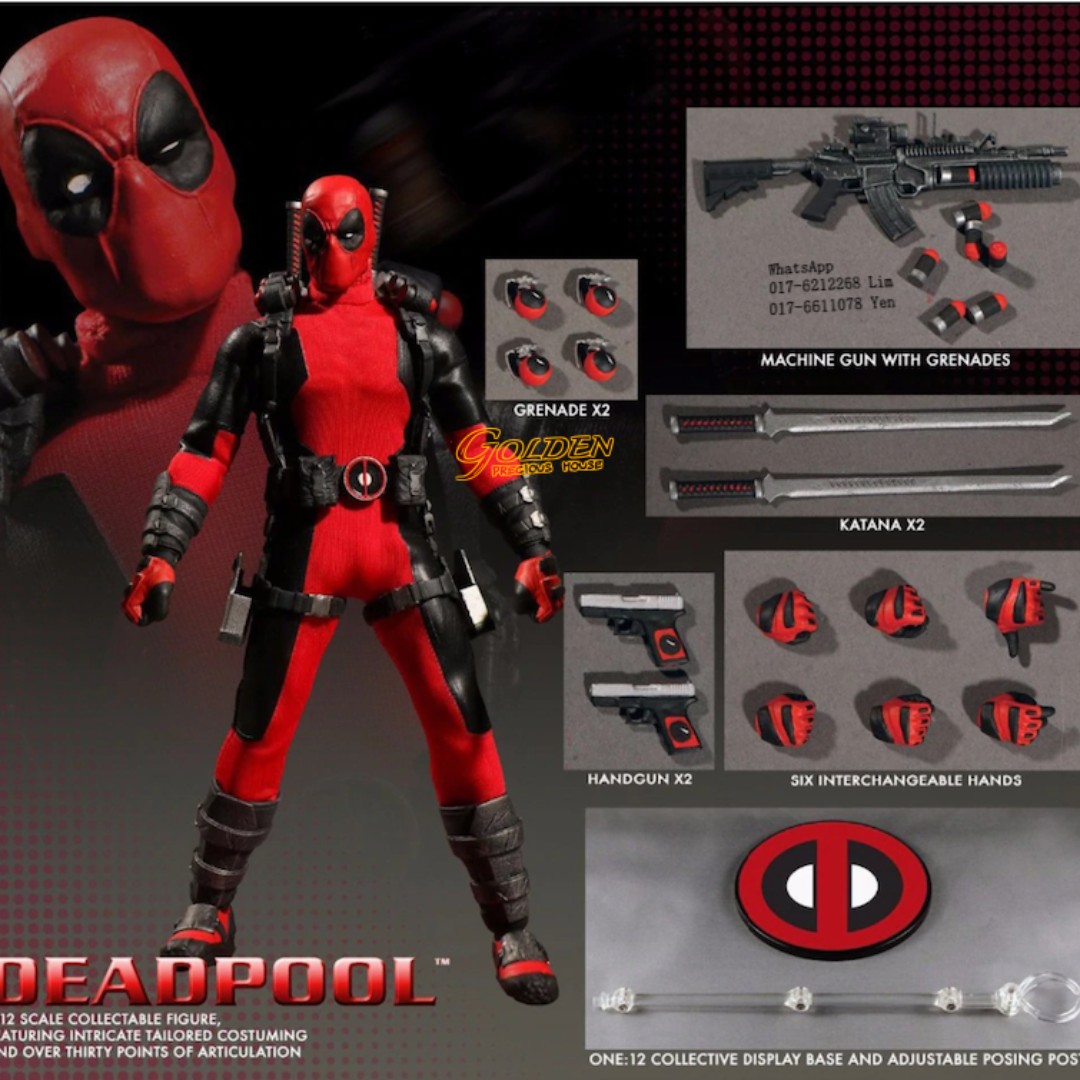 MEZCO Deadpool One:12 Collective Action Figure (real clothes) 16cm ...