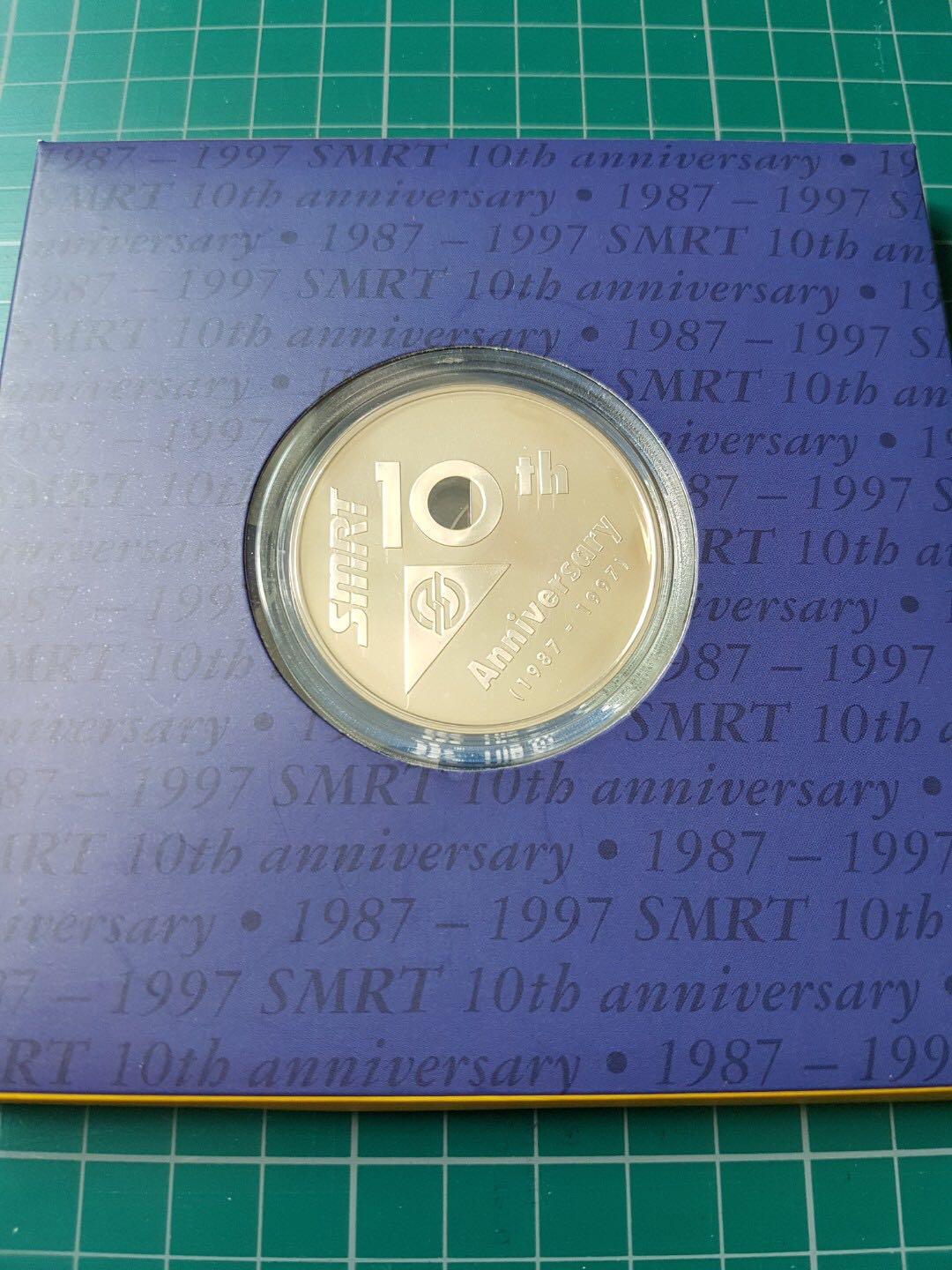 SMRT 10th Anniversary 1987-1997 Silver coin, Hobbies & Toys ...