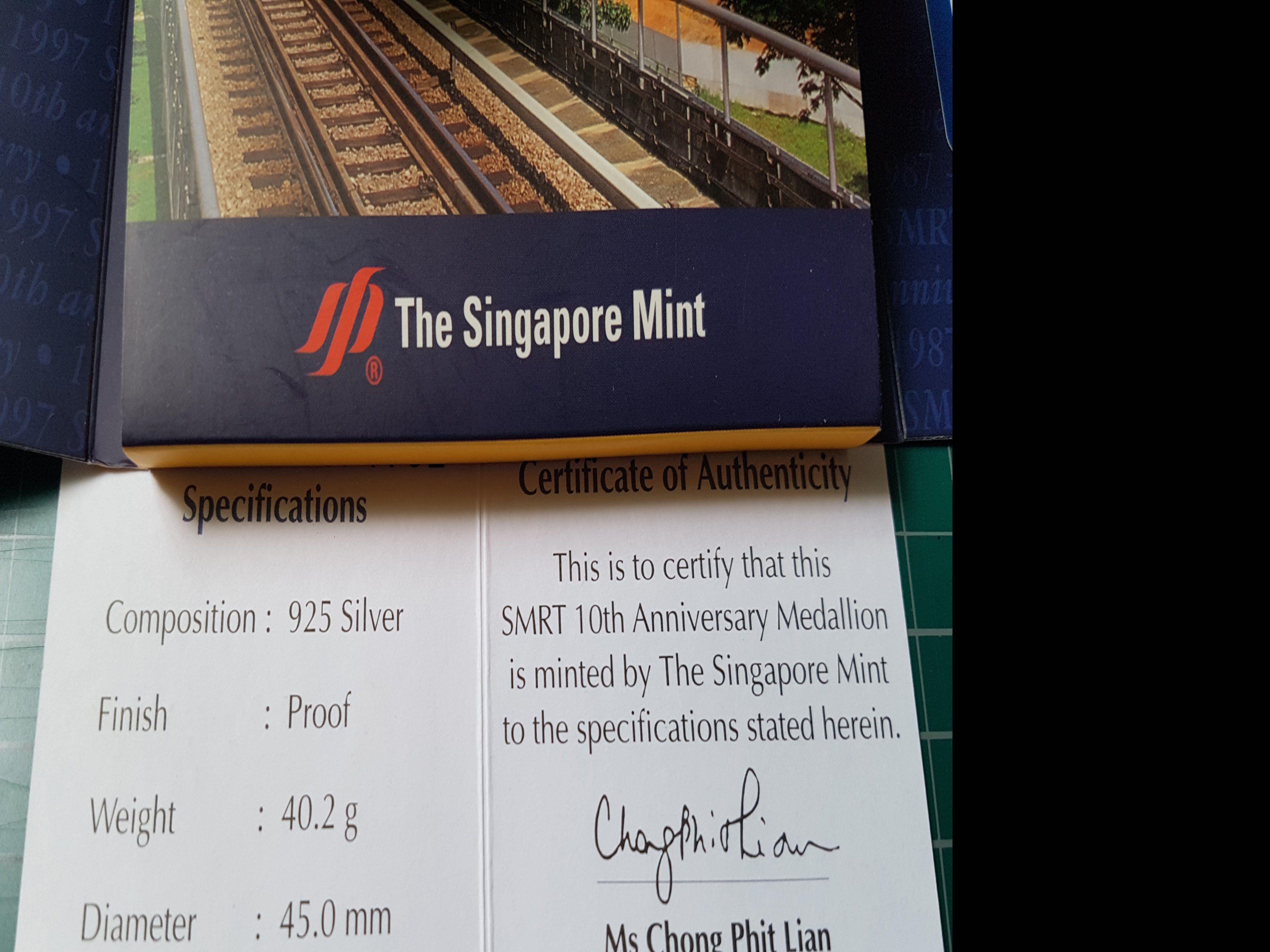 SMRT 10th Anniversary 1987-1997 Silver coin, Hobbies & Toys ...