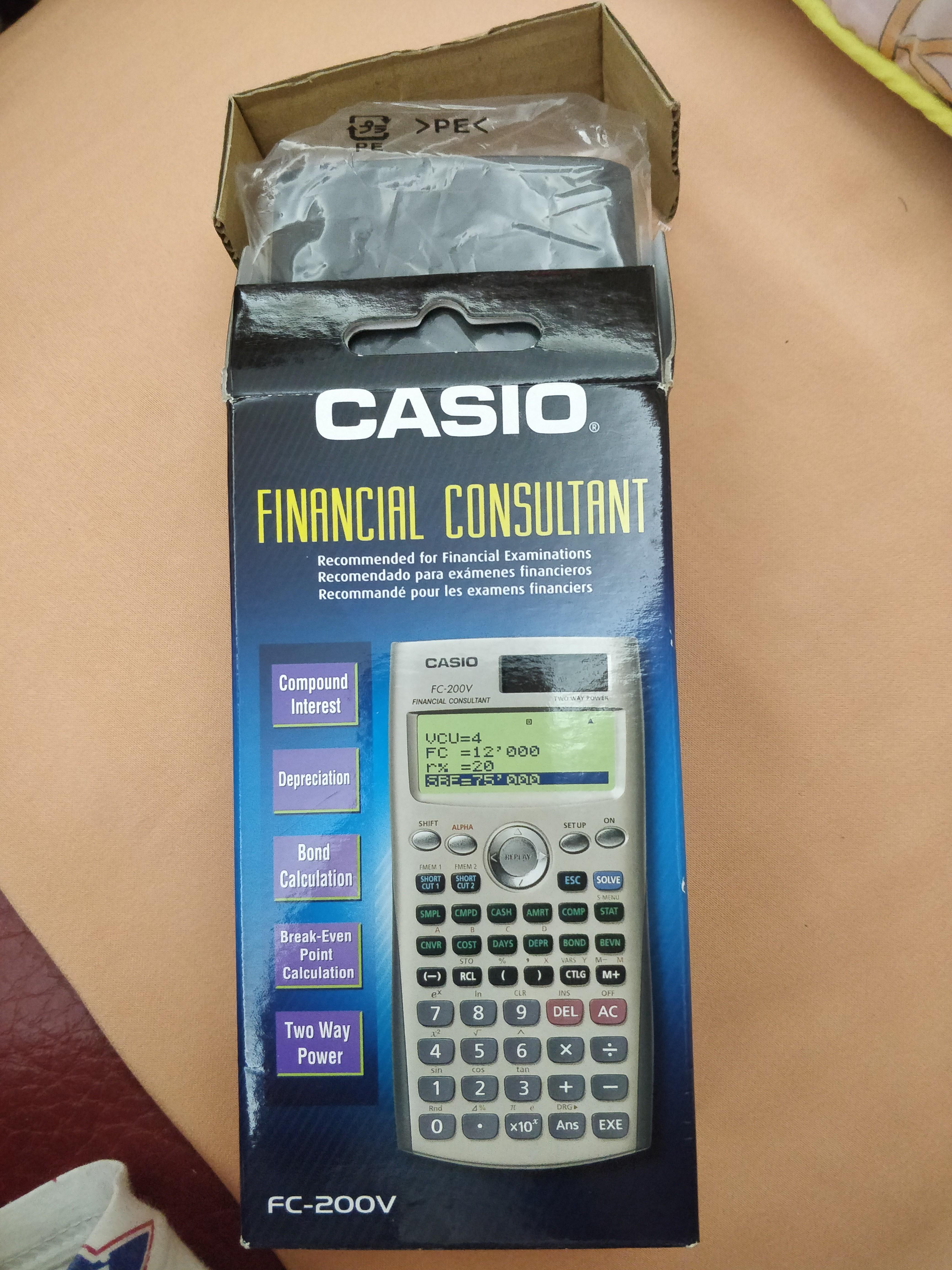 Financial calculator 財務計算機 Casio FC-200V, 興趣及遊戲, 手作＆自家設計, 文具 - Carousell