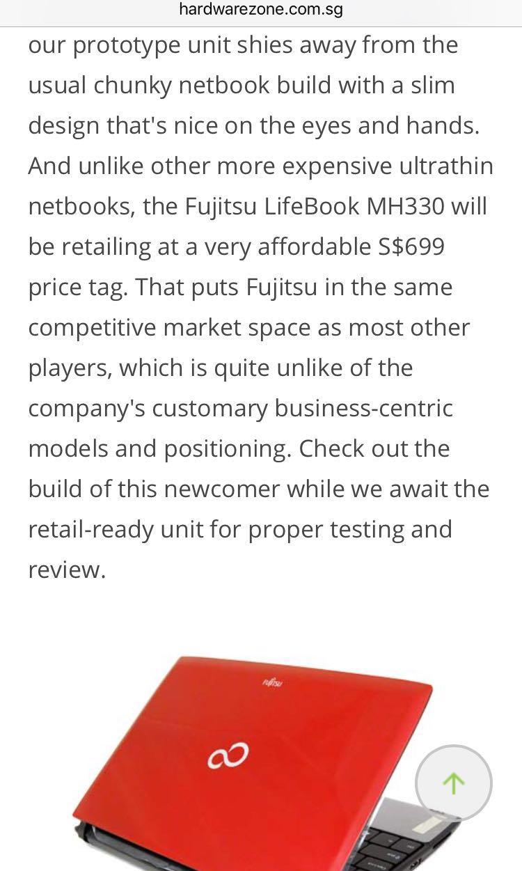 Fujitsu Lifebook / Notebook MH330, Computers & Tech, Laptops ...