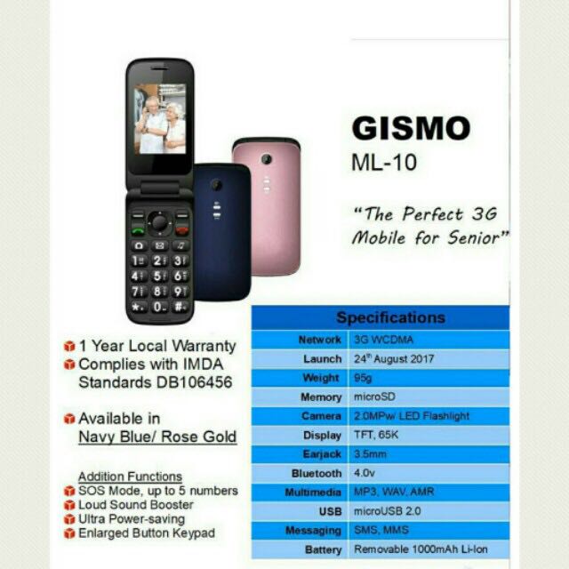 Gismo 3G senior Phone, Mobile Phones & Gadgets, Mobile & Gadget ...