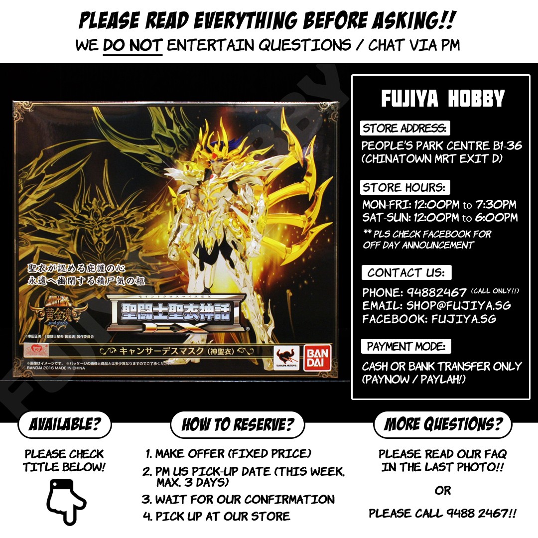 Saint Seiya Soul of Gold SOG Myth Cloth SCM EX Cancer Deathmask God ...