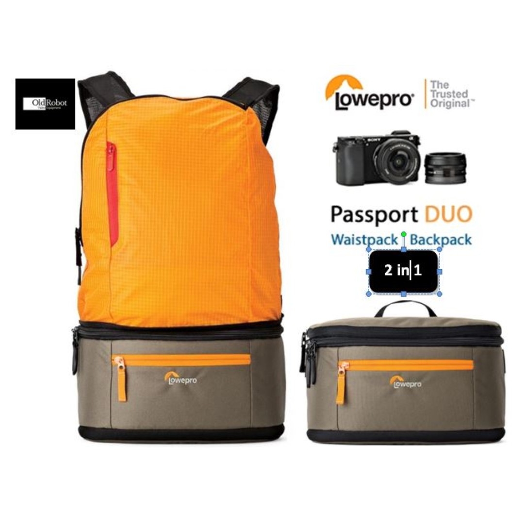 LOWEPRO PASSPORT DUO - ORANGE/MICA 2 in 1 Backpack + Waist Bag ...