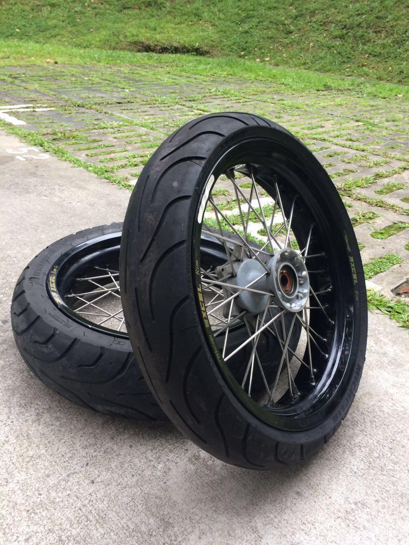 SM RK excel takasago supermoto wheel set, Motorcycles, Motorcycle ...