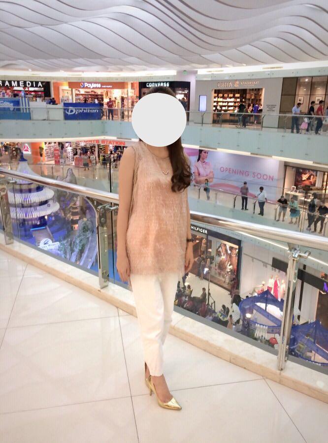 Zara Pink Fringe Top, Fesyen Wanita, Pakaian Wanita, Atasan di Carousell