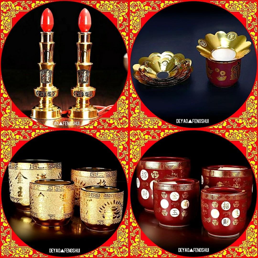 BN Auspicious Religious Deity Offering Holy Water Cups , Vintage ...