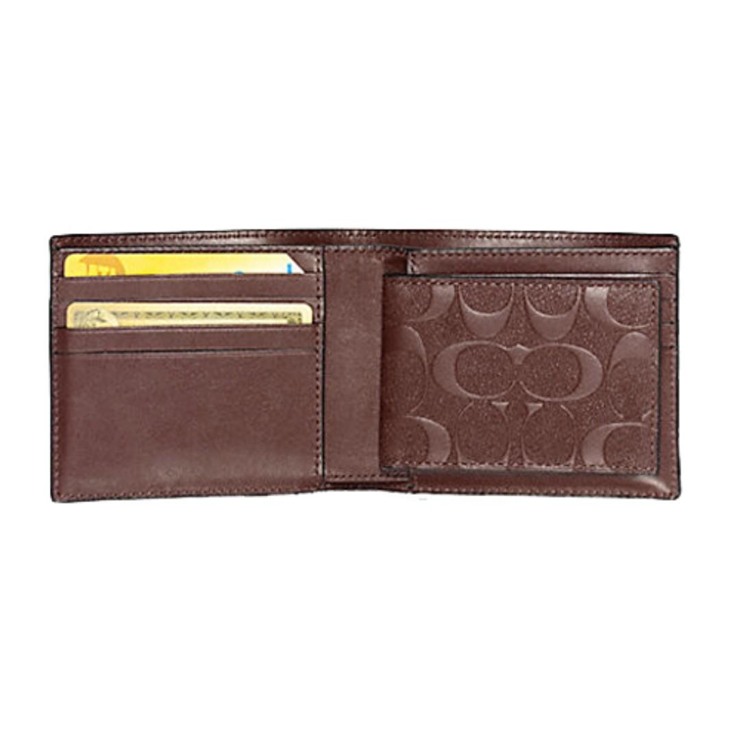 Coach Compact ID Wallet In Signature Cross-grain Leather (F75371), Men ...