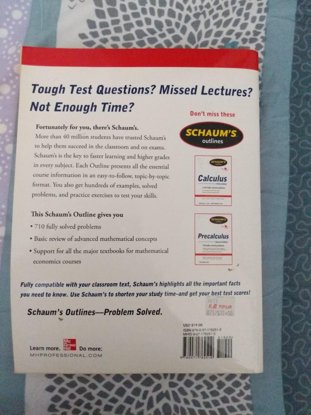 Schaum's outlines Math 1 UOL, Hobbies & Toys, Books & Magazines, Assessment Books on Carousell