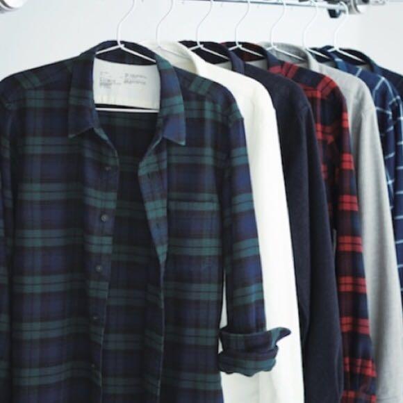 RED MUJI FLANNEL CHECKERED, Men's Fashion, Coats, Jackets and Outerwear ...