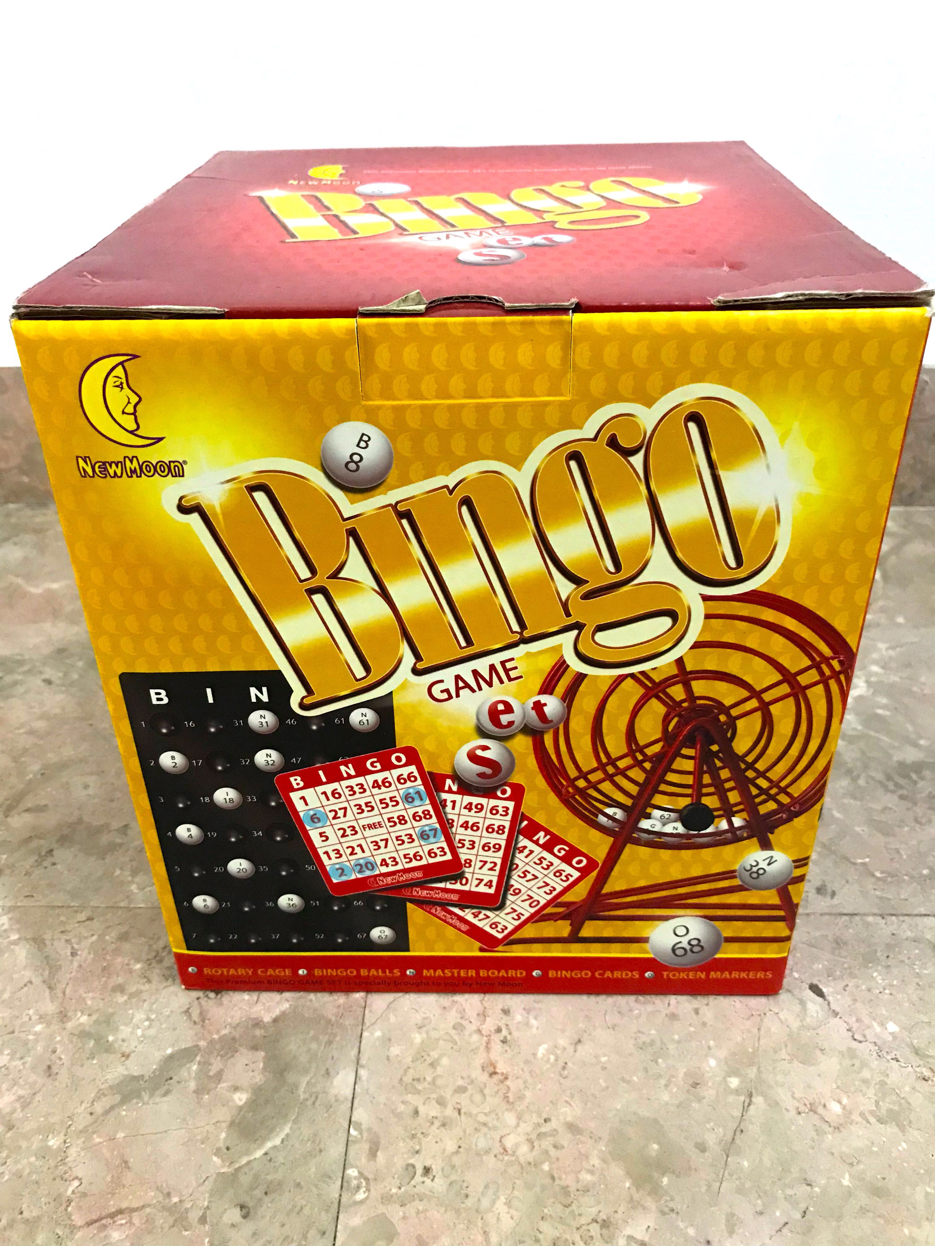 BINGO GAME SET WITH ROTARY CAGE BINGO BALL MASTER BOARD TOKEN MARKERS ...
