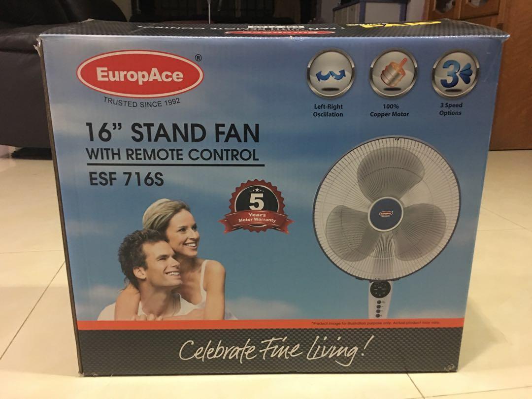 Europace ESF 716S 16" Stand Fan with Remote Control, Furniture & Home ...