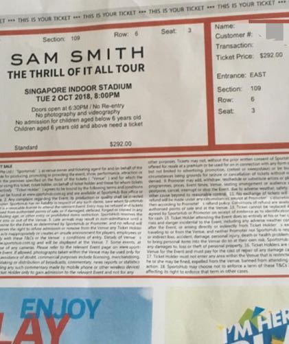 Sam Smith Concert Tickets (x2), Tickets & Vouchers, Event Tickets on ...