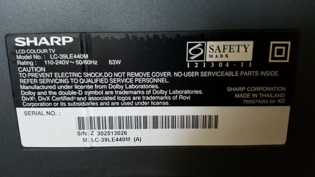 SHARP 39" LC-39LE440M Full HD AQUOS Multisystem LED TV With Remote ...