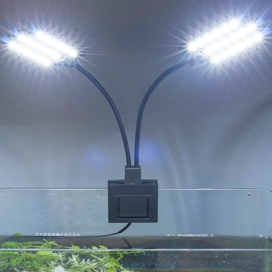 Slim LED Aquarium Lights with dual Goose neck LED panel for Plants Grow ...