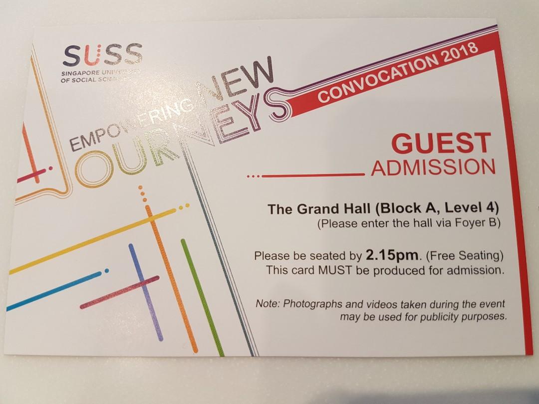 SUSS Conovcation Ticket (Oct 10 - Session 2), Tickets & Vouchers, Local ...
