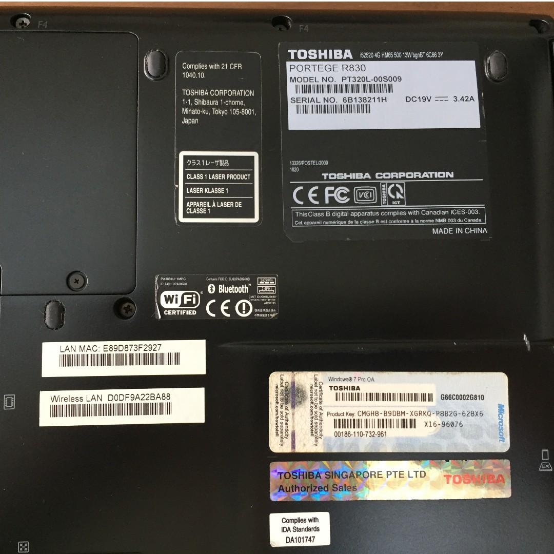 Toshiba Portege R830 13.3" Ultralight, Computers & Tech, Laptops ...