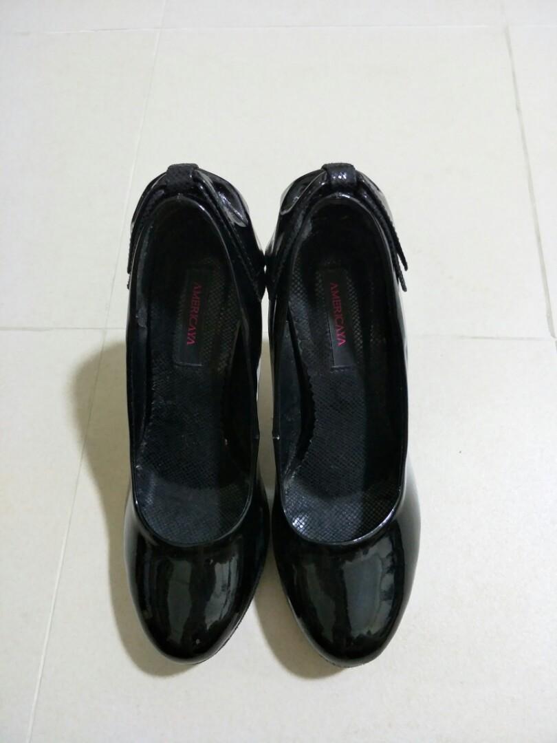 Americaya Black Ribbon Heels, Women's Fashion, Footwear, Heels on Carousell