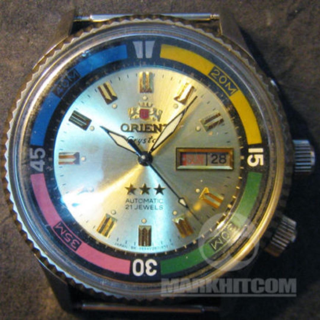 ORIENT AAA CRYSTAL super-compressor Diver WATCH 1970s Gold color tone ...