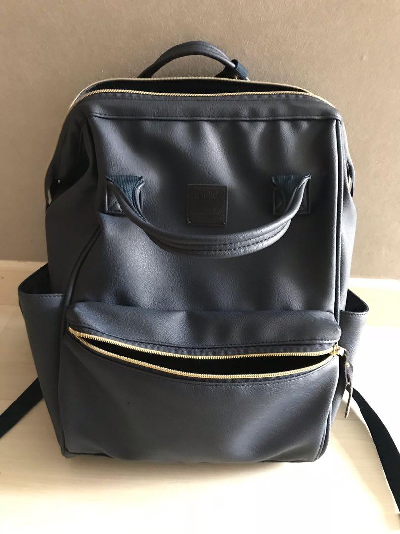 Pre-loved Anello A4 size leather navy blue bag, Babies & Kids, Going ...