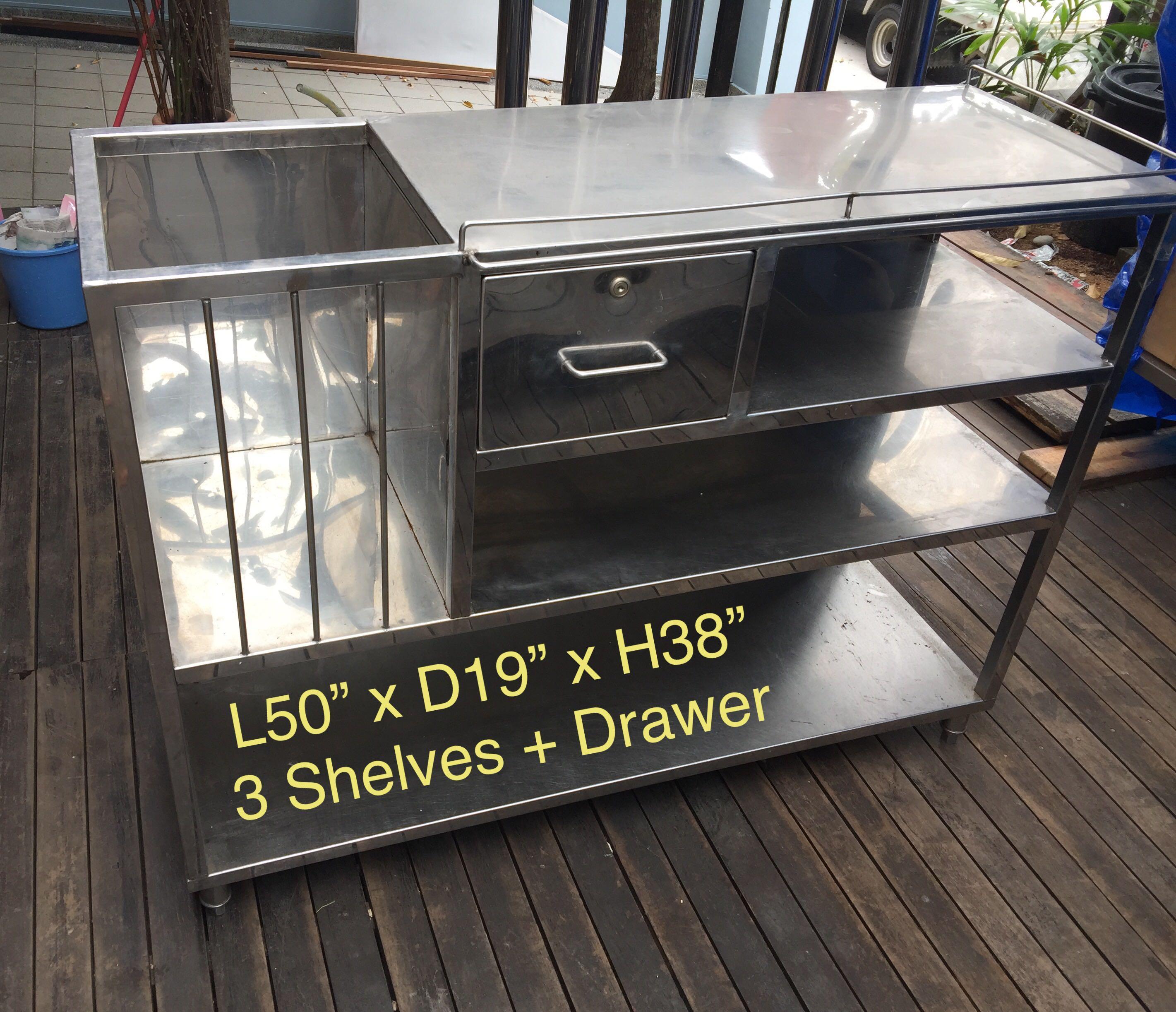 Stainless Steel Table with drawer, Bulletin Board, Looking For on Carousell
