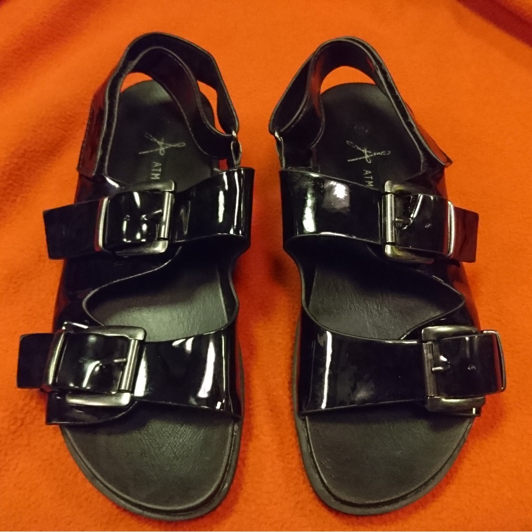 Atmosphere Black Sandals, Women's Fashion, Footwear, Flipflops and ...