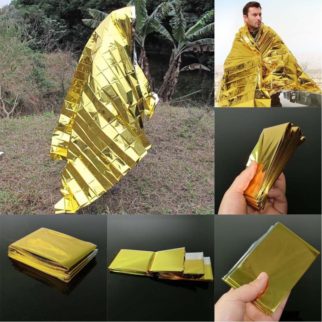 GOLD Emergency Rescue Thermal Blanket mylar nasa heat warm wrap camping ...