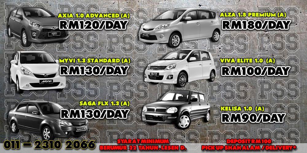 Kereta Sewa Shah Alam -PSS Car Rental, Cars, Vehicle Rentals on Carousell