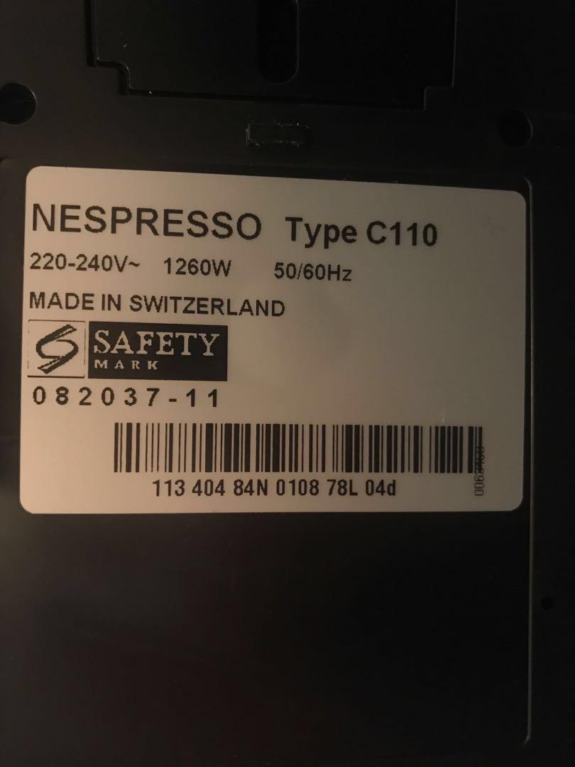 NESPRESSO Type C110, TV & Home Appliances, Kitchen Appliances, Coffee ...