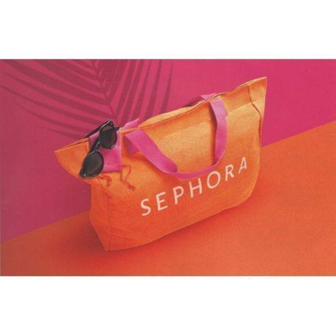 SEPHORA Oversized Canvas Orange Beach Shopping Tote Bag, Women's ...