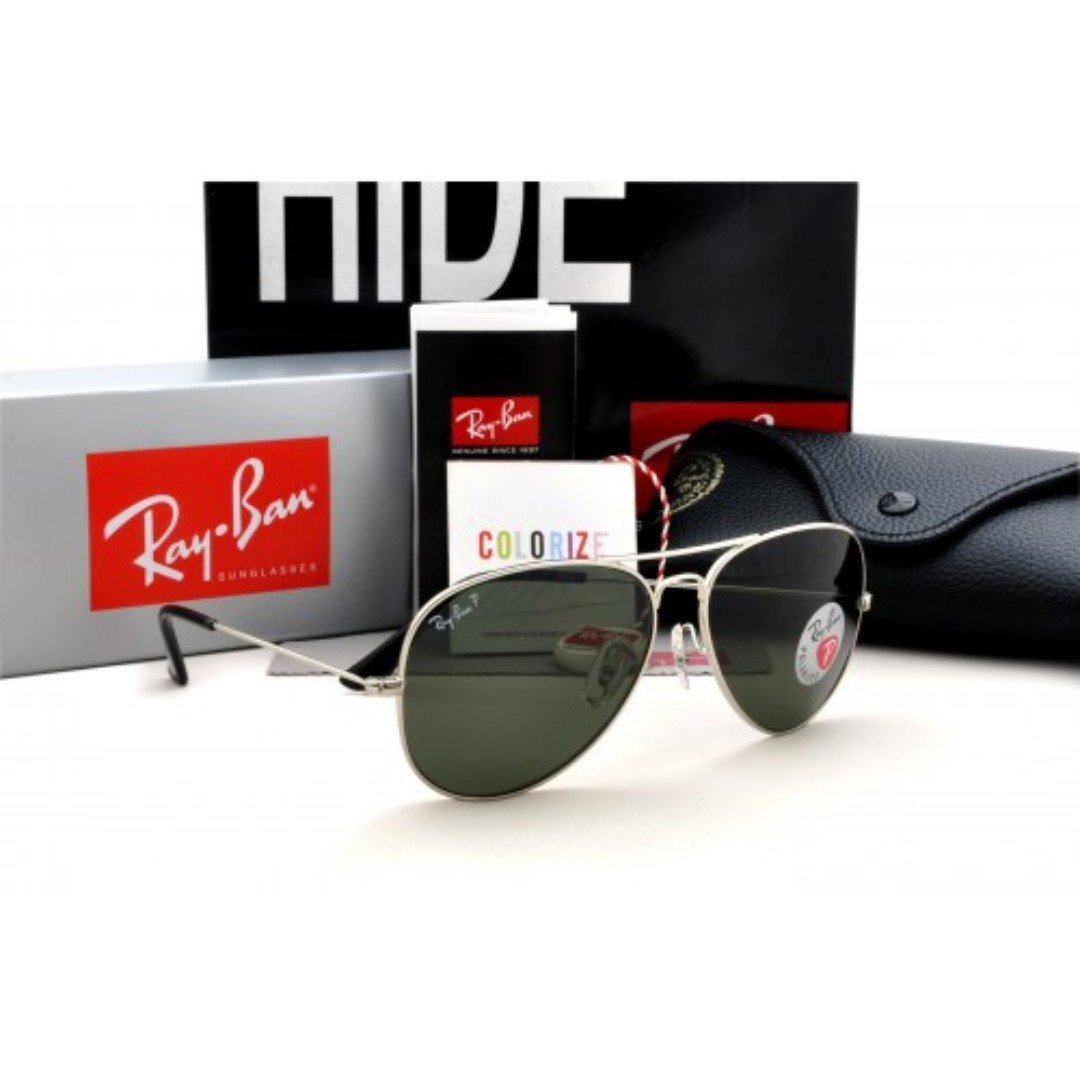AVIATOR POLARIZED RB3025 | Silver Frame, G-15 Lens, Men's Fashion ...