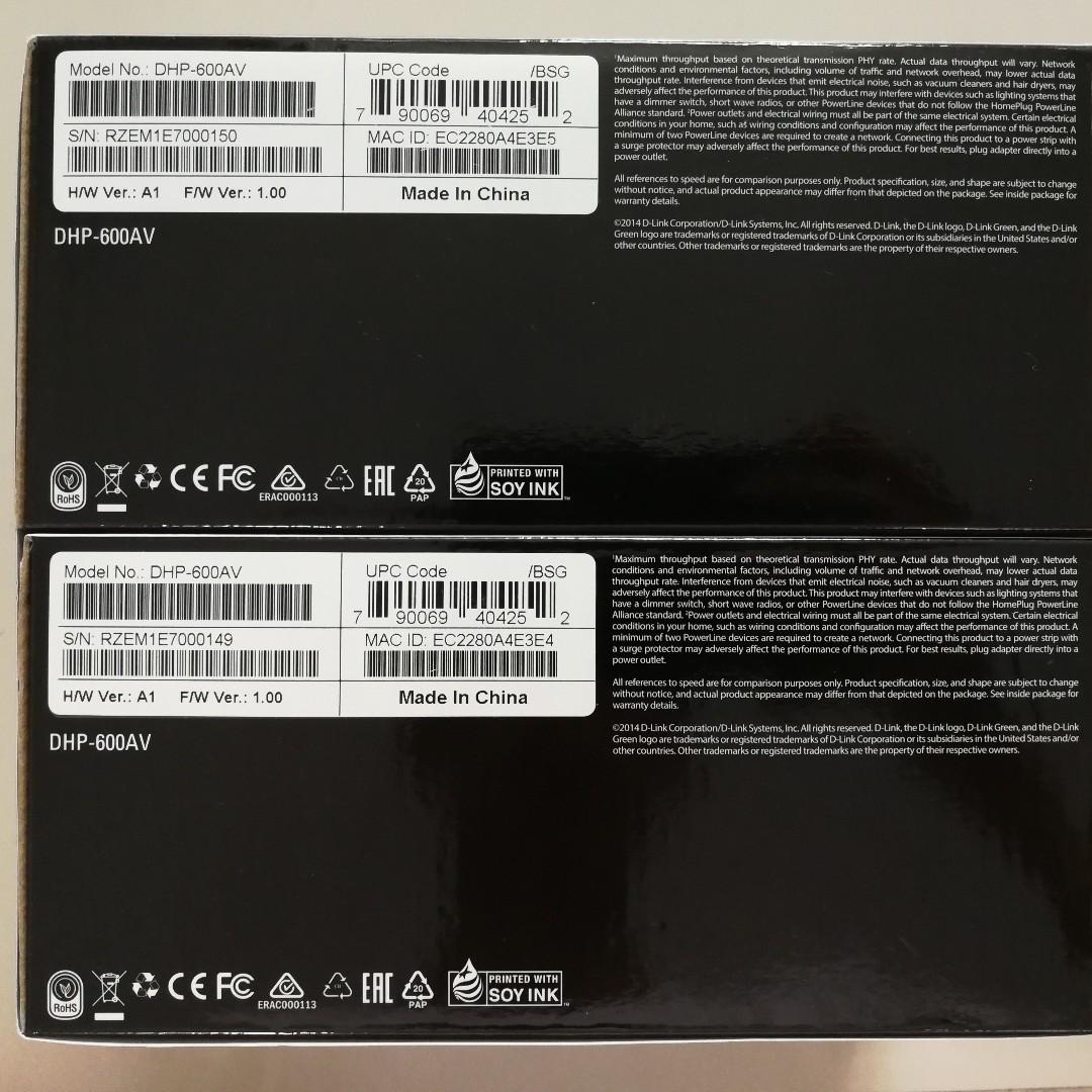 D-Link Powerline AV2 600, Computers & Tech, Parts & Accessories ...